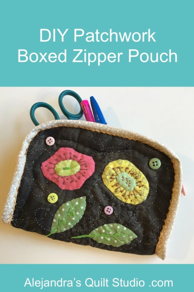 Patchwork Boxed Zipper Pouch | Alejandra's Quilt Studio