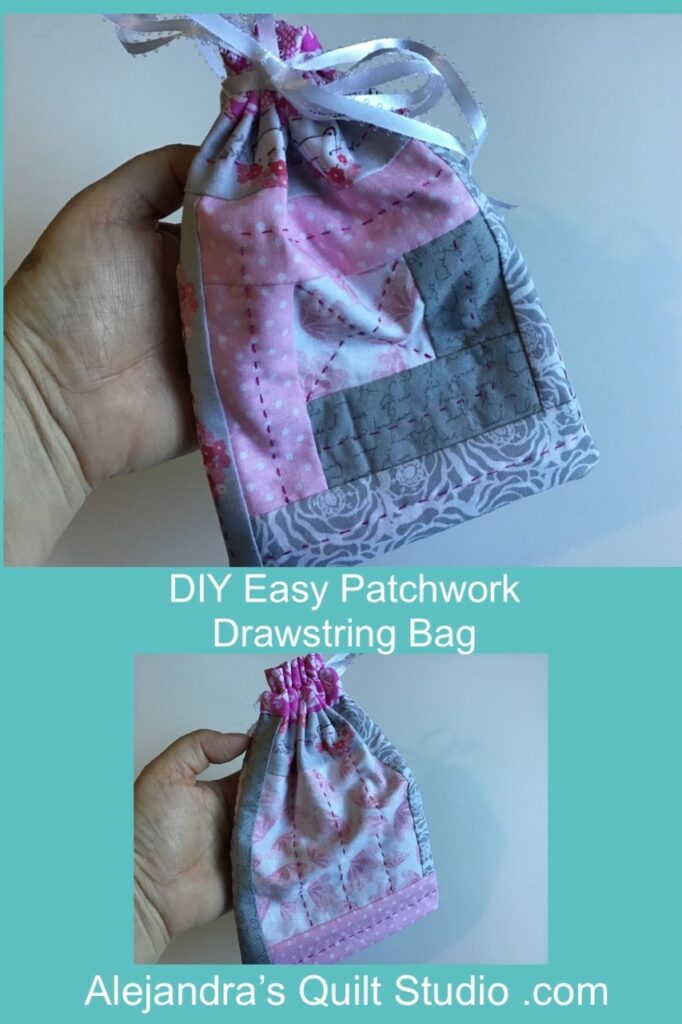 Easy Patchwork Drawstring Bag DIY | Alejandra's Quilt Studio
